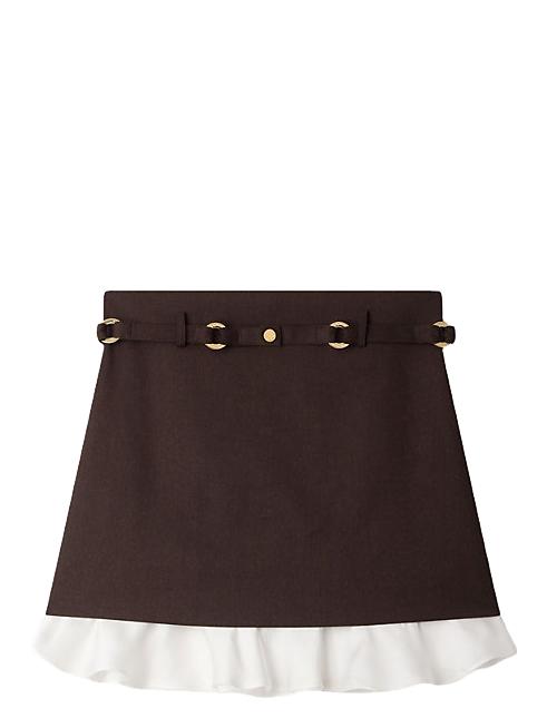 SANDRO Sandro Belted Frill-Hem Stretch Wool-Blend Mini Skirt